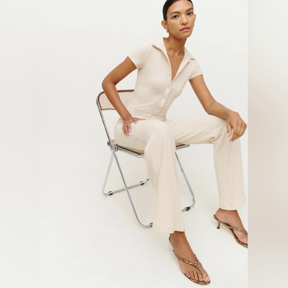 Reformation | Pants & Jumpsuits | Reformation Leilani Jumpsuit Bone | Poshmark
